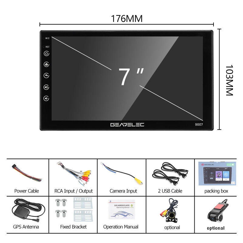Jual GEARELEC Android 12 Head Unit 7/9/10inci Mobil Navigasi 4G + 32G ...