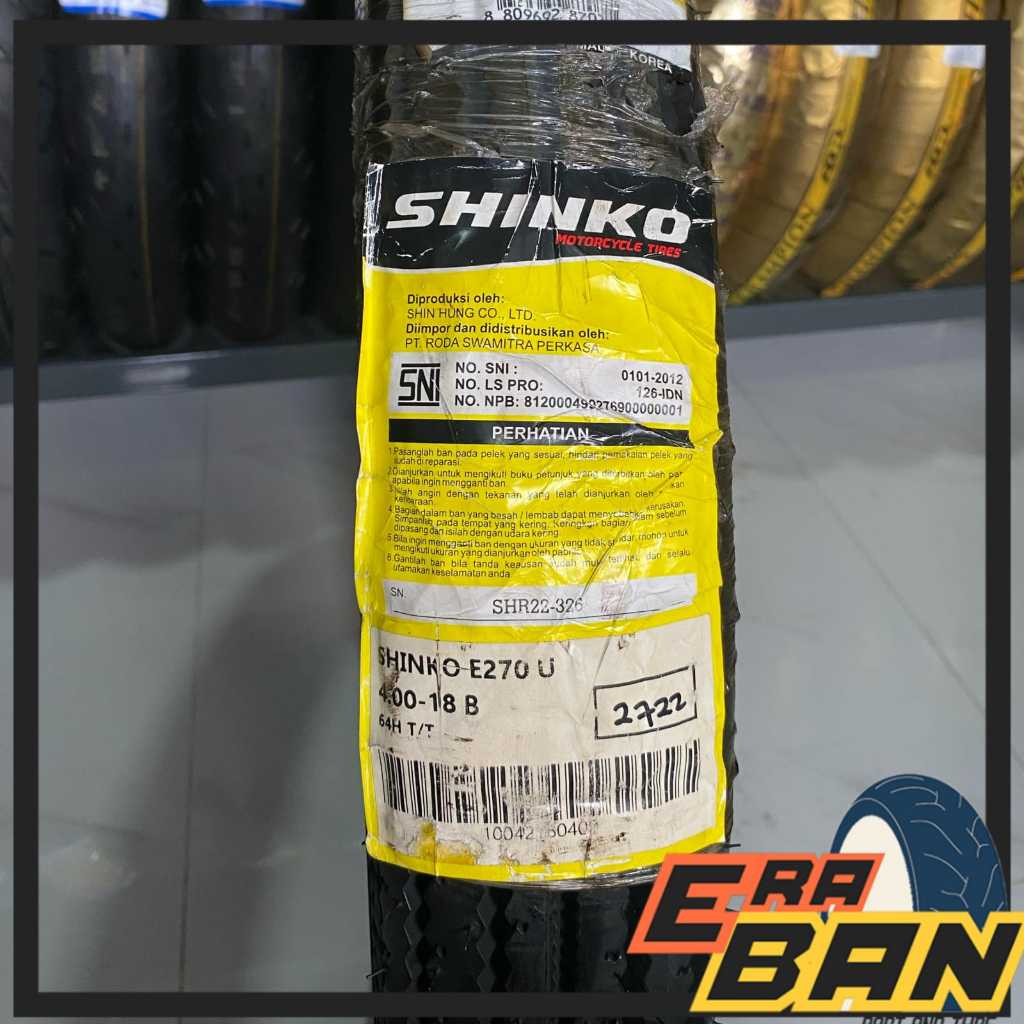Jual BAN LUAR SHINKO E270 U 400 RING 18 TUBETYPE | Shopee Indonesia