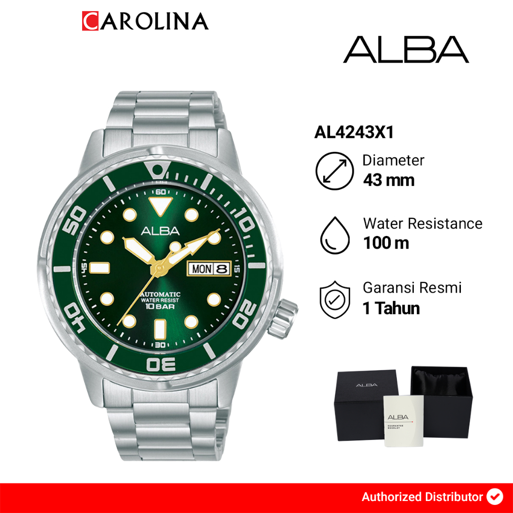 Jual Jam Tangan Pria Alba Active AL4243X1 Automatic Green Dial ...