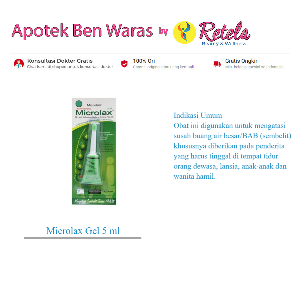 Jual Microlax Gel 5 ml / Obat Pencahar / Pelancar BAB | Shopee Indonesia