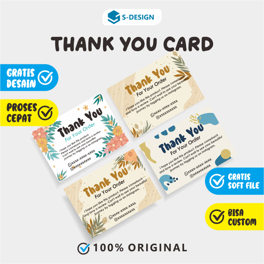 Jual Thank You Card / Kartu Ucapan / Thanks Card / Thank You Card Custom / Thank You Card Olshop ...