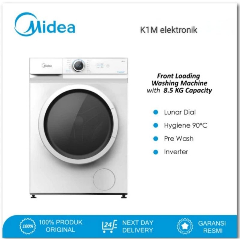 Jual Mesin cuci Midea Front loading 8.5 kg MF100W85B | Shopee Indonesia