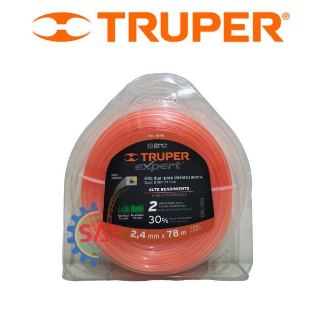 Jual Dual Trimmer Line HDU-78-95 Truper Nilon Potong Rumput 2.4MM X 78M ...