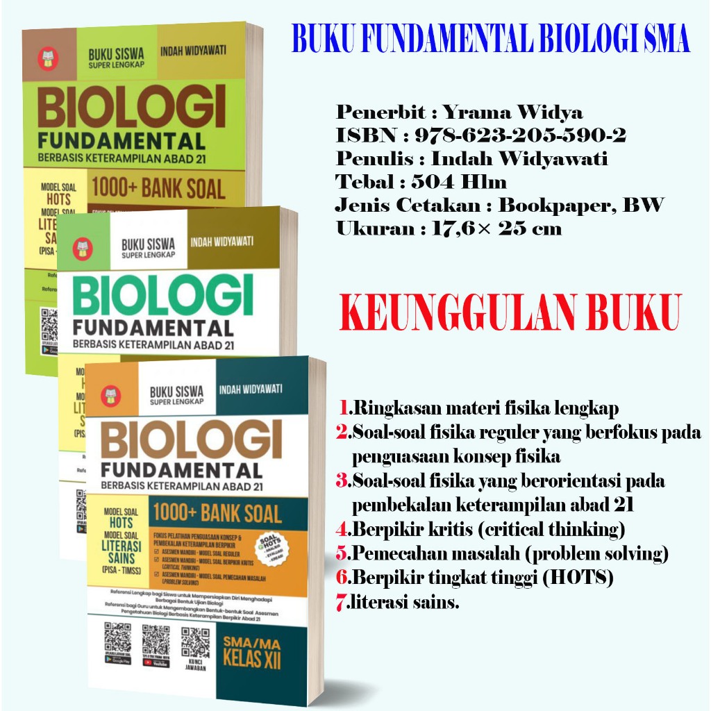 Jual BUKU RINGKASAN MATERI DAN LATIHAN SOAL FUNDAMENTAL BIOLOGI SMA ... Jual BUKU RINGKASAN MATERI DAN LATIHAN SOAL FUNDAMENTAL BIOLOGI SMA ...