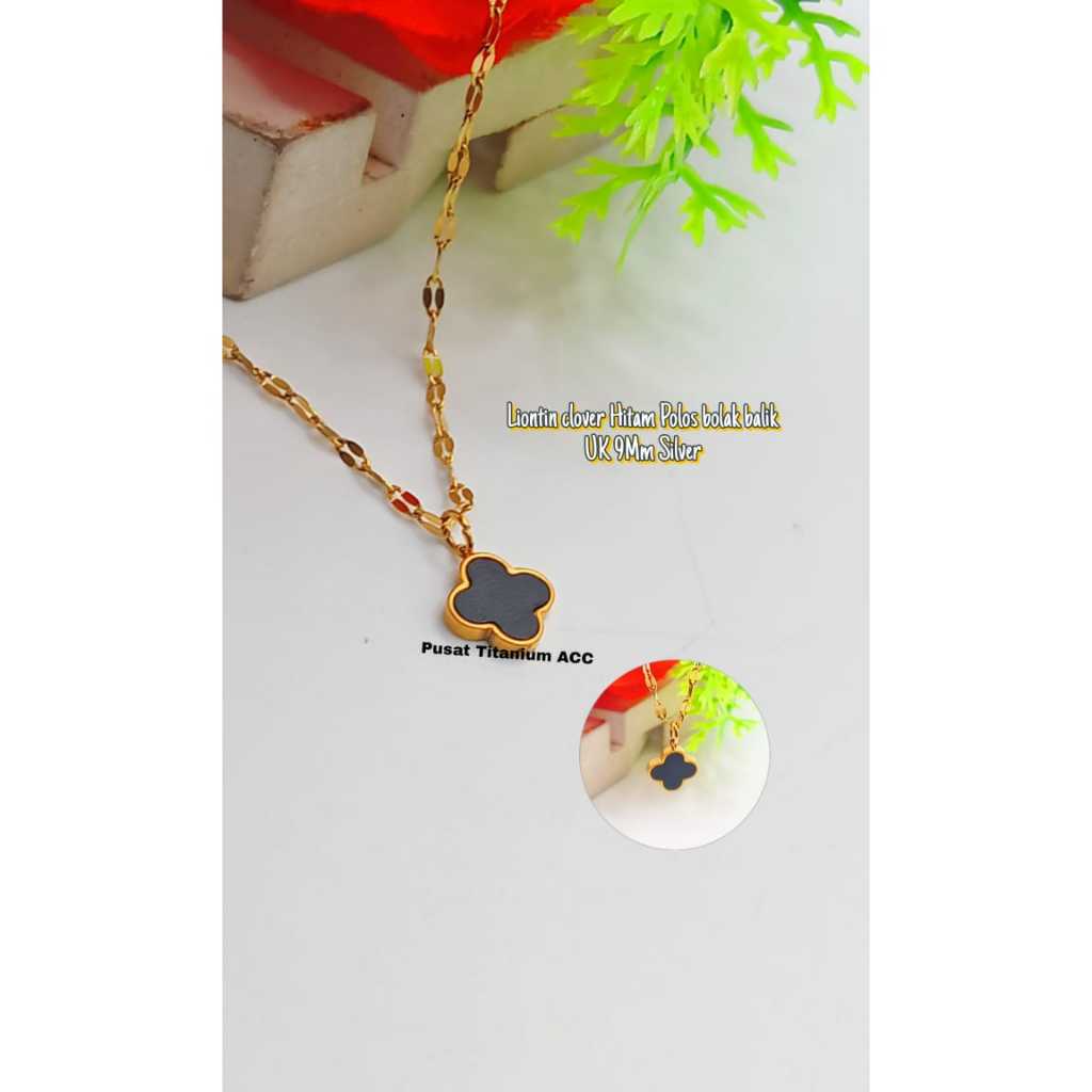 Jual LIONTIN TITANIUM CLOVER BUNGA SEMANGGI POLOS BOLAK BALIK ANTI ...