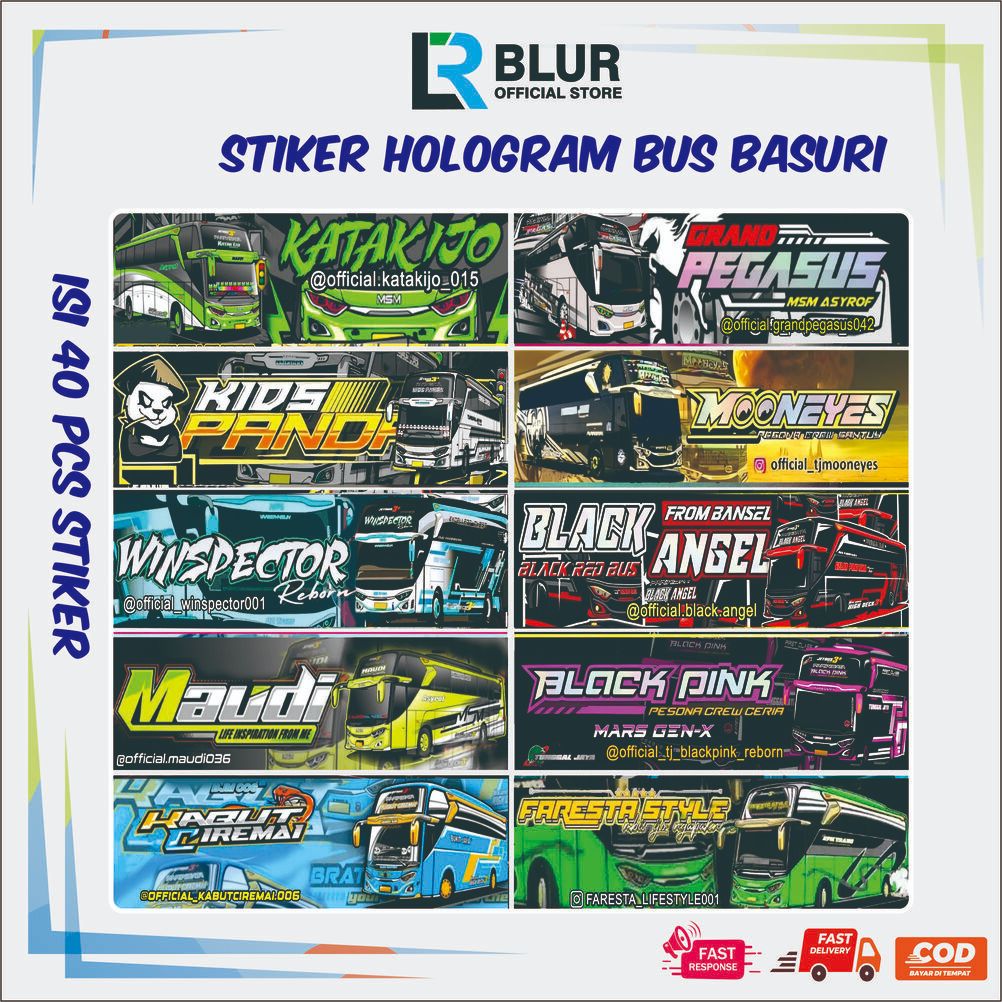 Jual Sticker Viral Bus Mania Basuri Hologram Isi 40 Pcs | Shopee Indonesia
