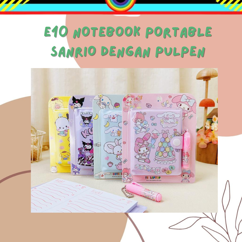 Jual E10 NOTEBOOK PORTABLE SANRIO DENGAN PULPEN | SET PEN BUKU CATATAN ...