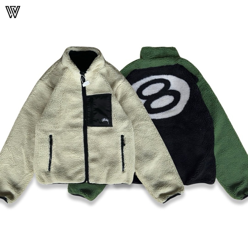 Jual Stussy 8 Ball Reversible Sherpa Jacket | Shopee Indonesia