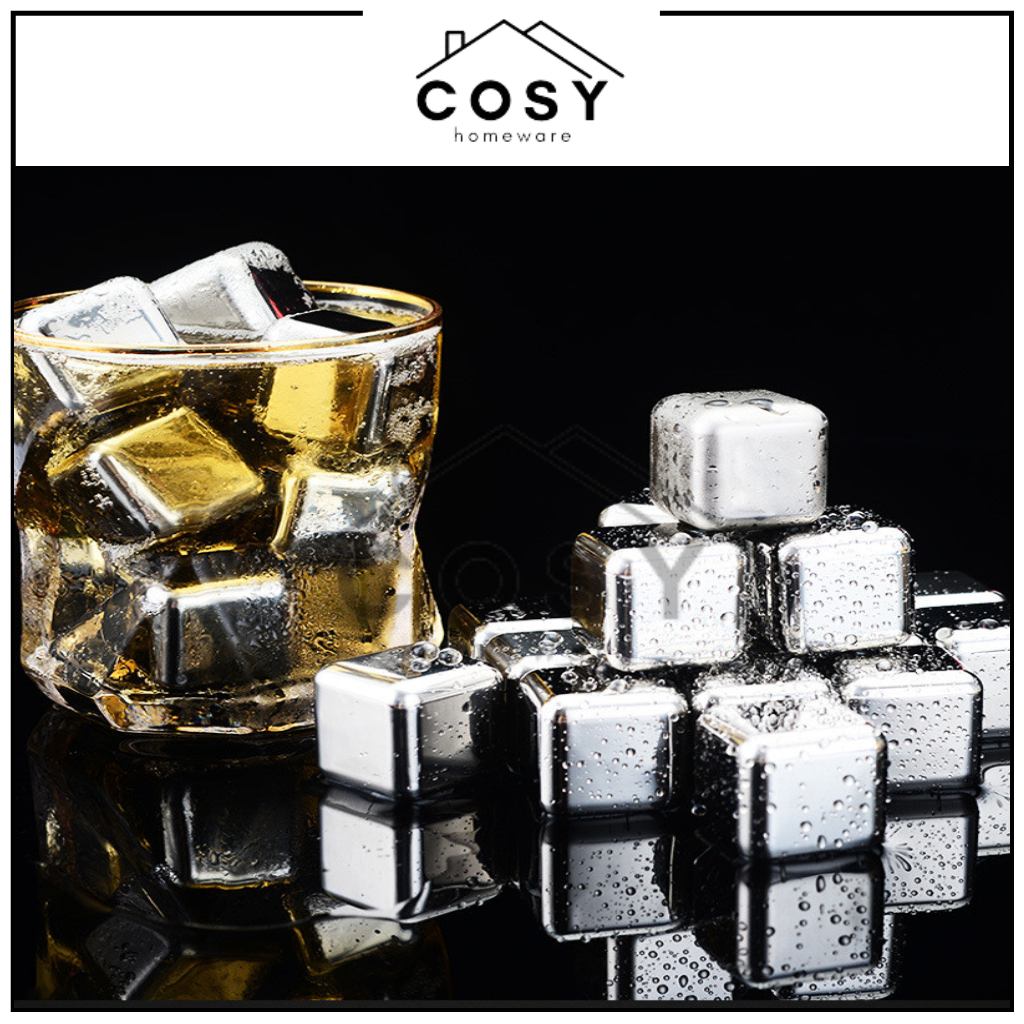 Jual COSY Es Batu Stainless Reuseable Ice Cube Bentuk Kotak Persegi Ice ...