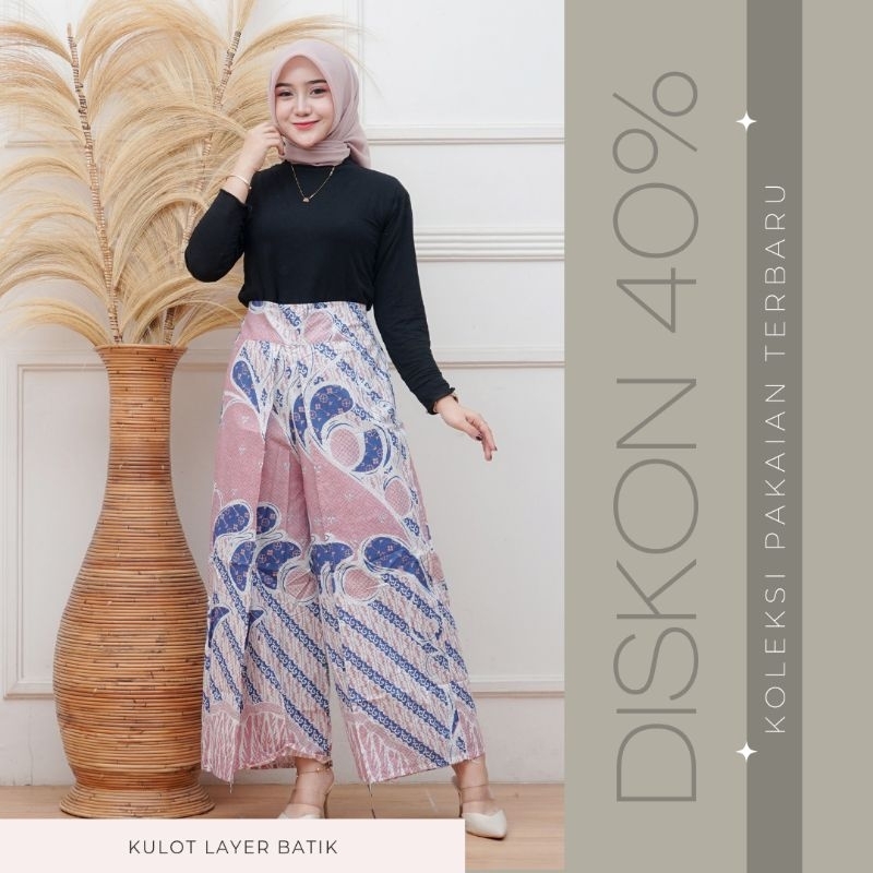 Jual Celana Kulot Batik Model Layer Tumpuk Model Terbaru | Shopee Indonesia