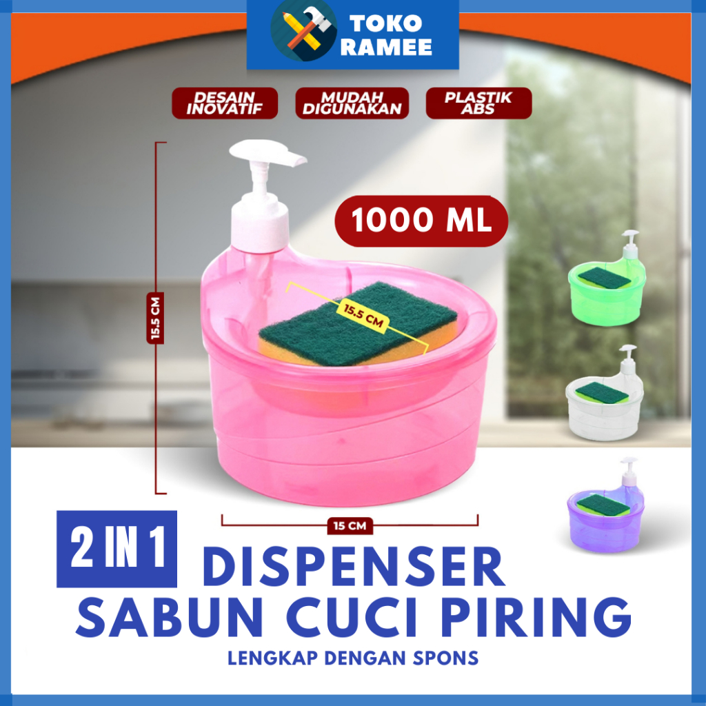 Jual Tempat Dispenser Wadah / Botol Sabun Cair Cuci Piring Bentuk Bulat ...