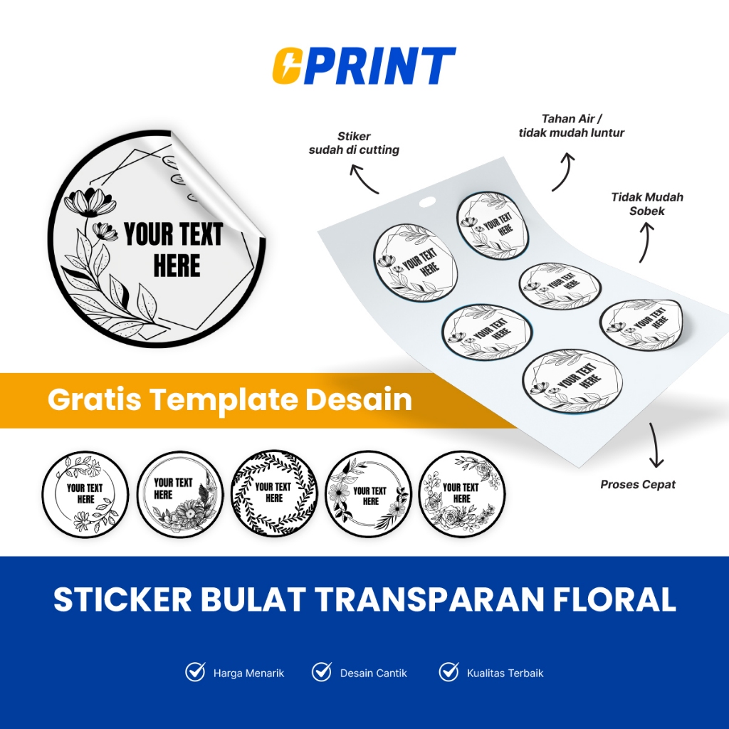 Jual Stiker Transparan Custom Vinyl Anti Air Label Bulat Free Design ...
