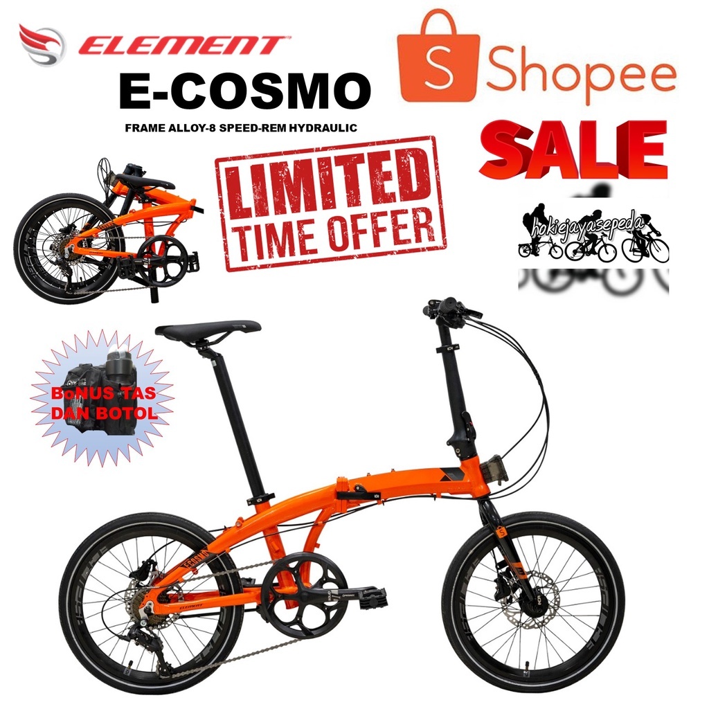 Jual Sepeda Lipat 20" ELEMENT e-cosmo Edisi Shopee frame alloy- 8 speed ...