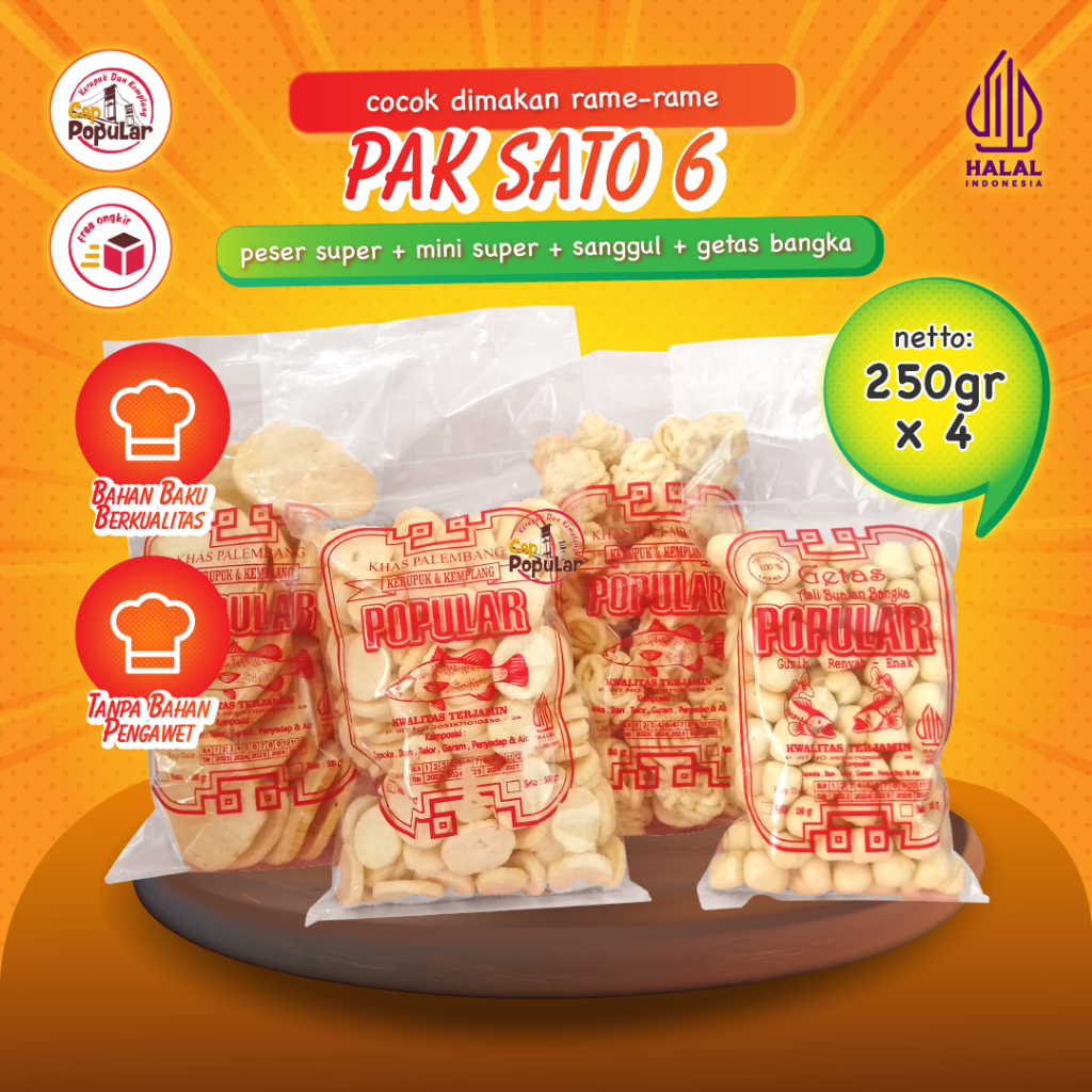 Jual Pak Sato 6 Peser Super Mini Sanggul Dan Getas Bangka 1 Kg Makanan ...