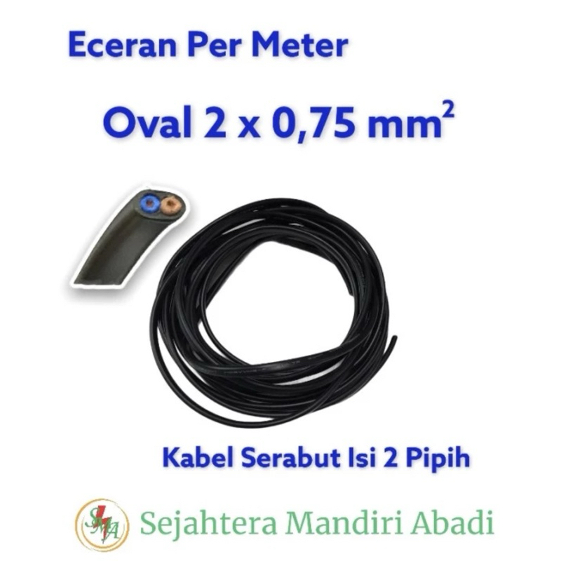 Jual Kabel Serabut 2x0,75 Hitam Oval Gepeng Pipih Per Meter Eceran ...