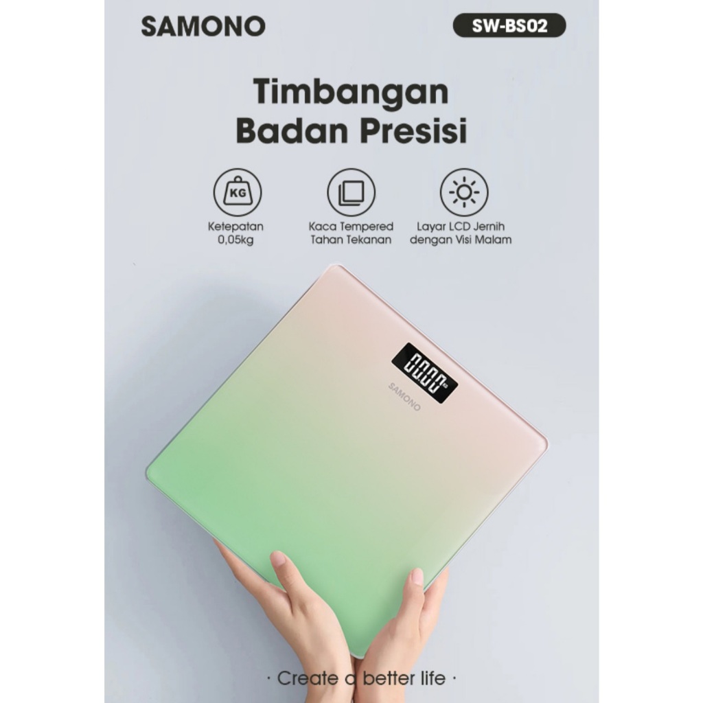 Jual Timbangan Badan Digital LED Body Fat Scale SW-BS02 Samono Tempred Glass | Shopee Indonesia