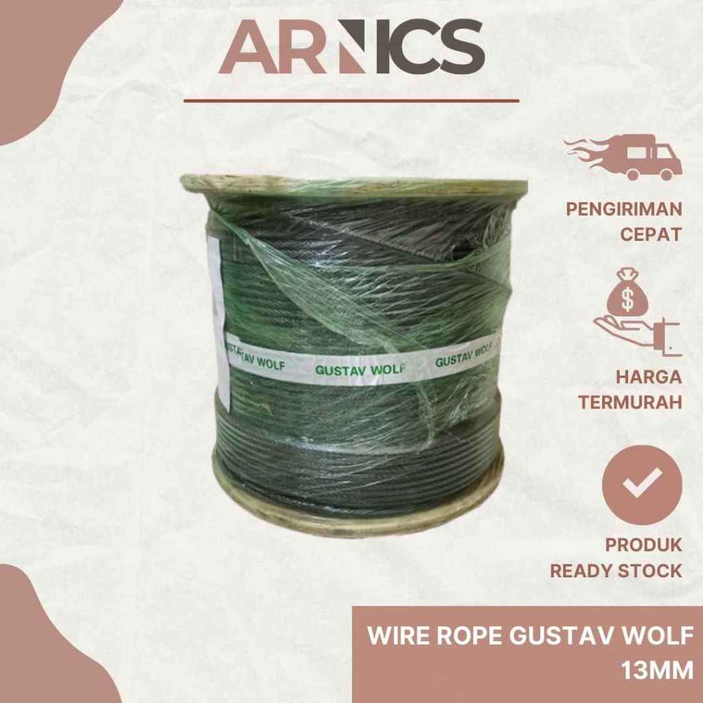 Jual Wire Rope Gustav Wolf 13mm / Seling Lift Elevator 8x19 | Shopee Indonesia