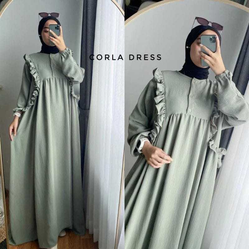 Jual Corla Midi Dress Crinkle Airflow LD 110 Dress Wanita Kekinian ...