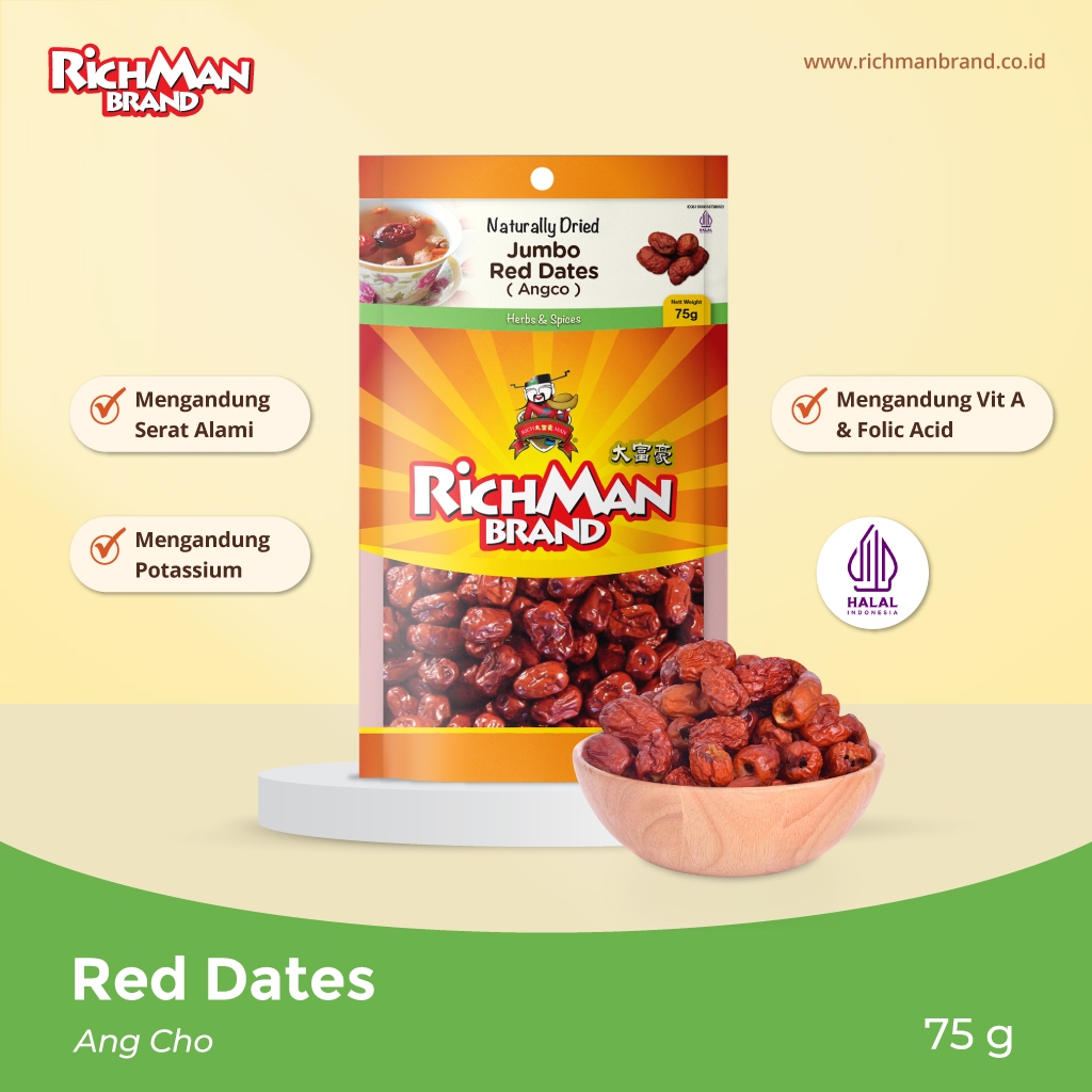 Jual RichMan Brand Red Dates (Ang Cho) 75 gr | Shopee Indonesia