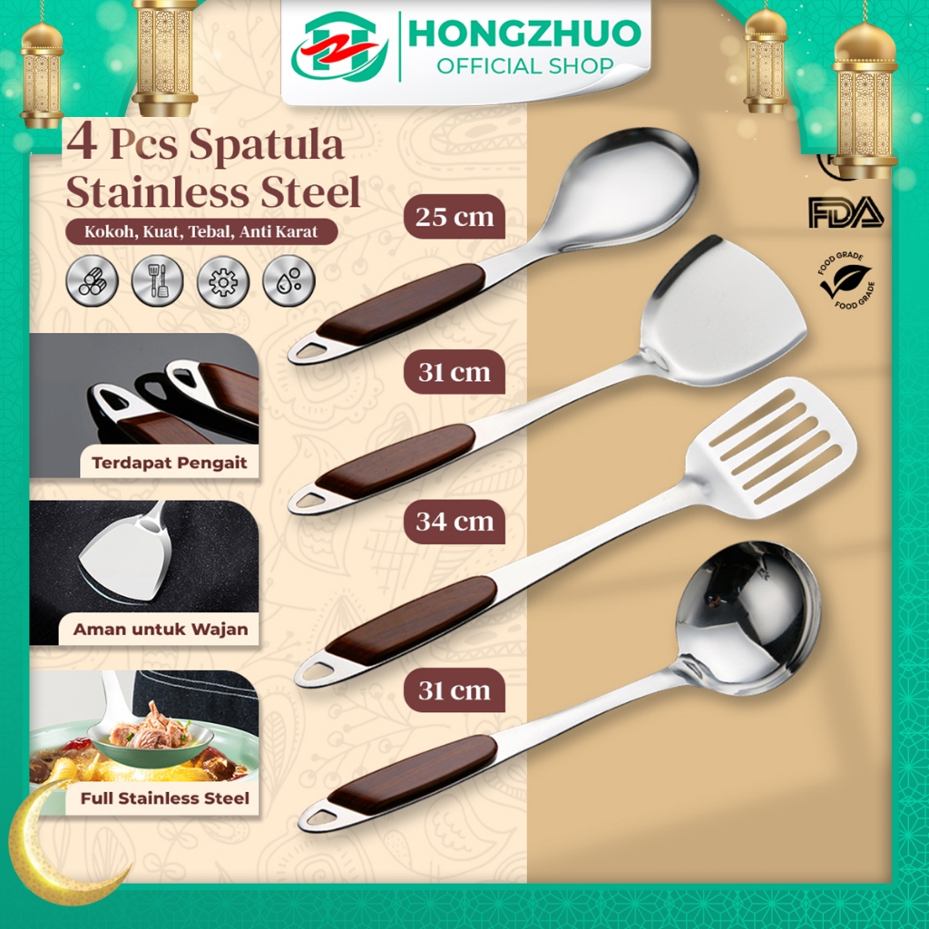Jual Hongzhuo Sodet Stainless Steel Spatula Sutil Susuk Penggorengan ...