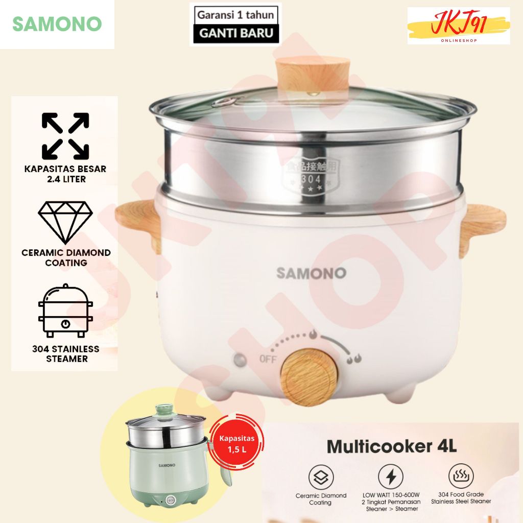 Jual Panci Listrik SAMONO 4 Liter Teflon Keramik Ceramic Kukusan ...