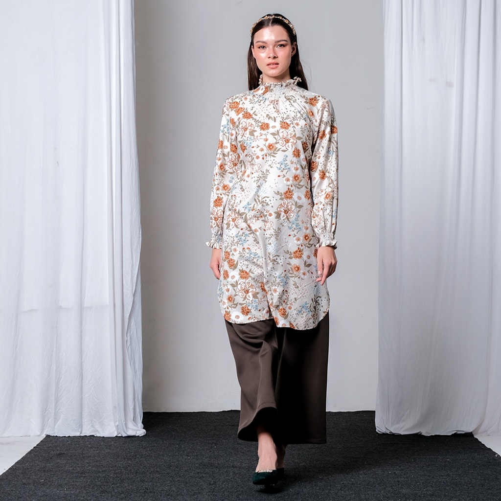 Jual SIMPLICITY Floral Smocked Neck Tunic Dress / Dress tunik lebaran ...