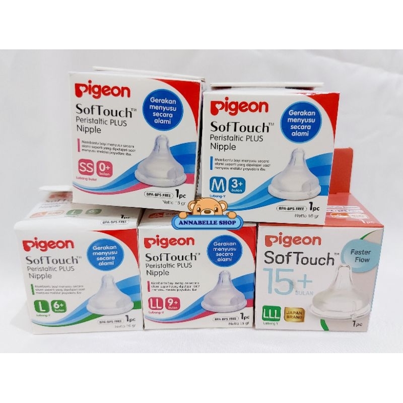 Jual Pigeon NIPPLE PERISTALTIC PLUS dot wide neck isi 1 2 3 wideneck | Shopee Indonesia