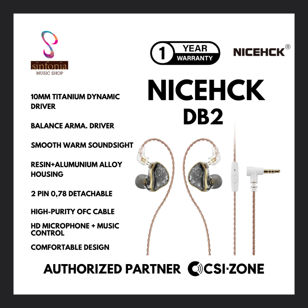 Jual NiceHCK DB2 1DD+1BA Hybrid Driver In Ear Monitor Earphone With Mic | Shopee Indonesia
