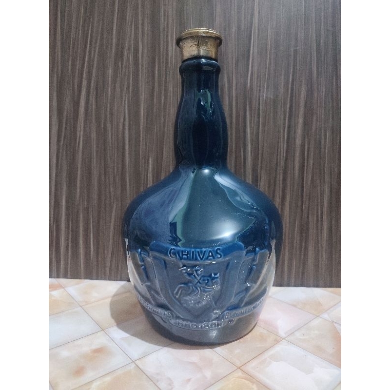 Jual koleksi botol kramik polos biru tua ex chi vas rs 1L | Shopee ...