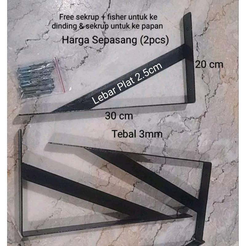 Jual Siku rak dinding penyangga ambalan 30cm x 20cm Sepasang (2pcs ...