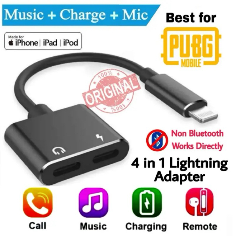 Jual (SUPPORT OPEN MIC) ADAPTER DUAL LIGHTNING TO LIGHTNING IPHONE ...