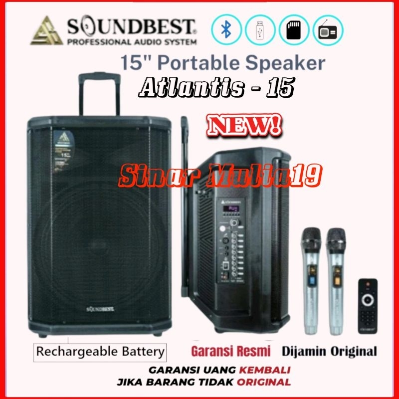 Jual Speaker Portable Aktif Soundbest Atlantis 15 Original 15 Inch Mic