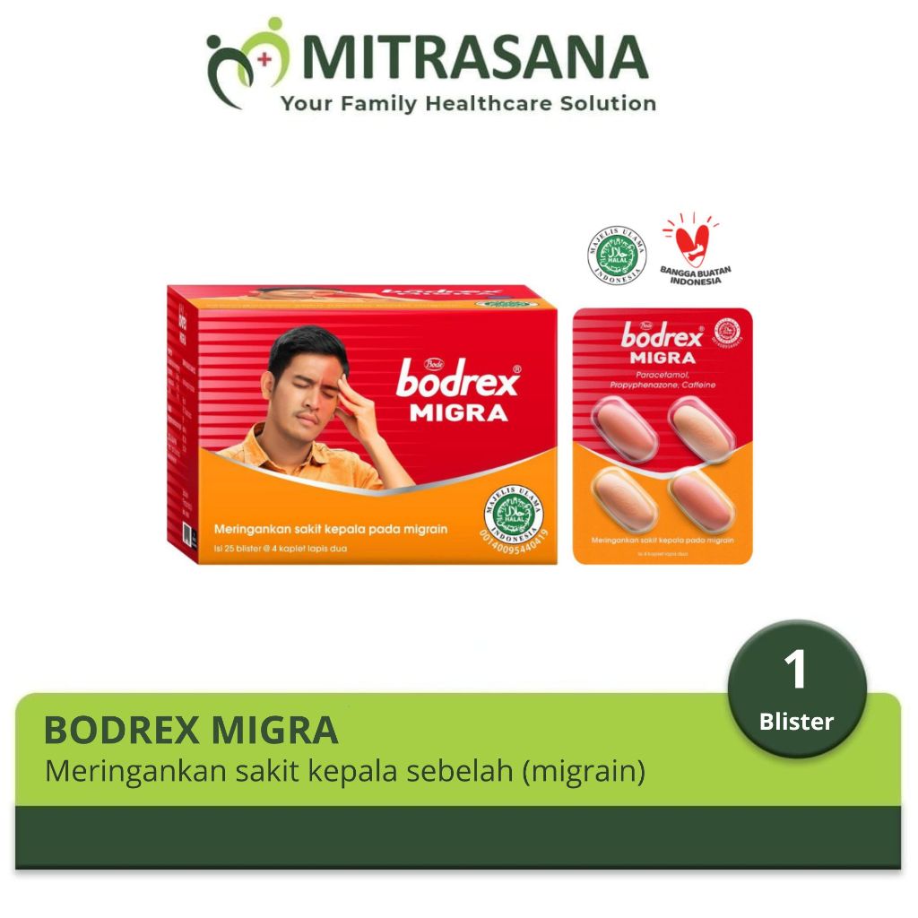 Jual Bodrex Migra 4 Tablet - Meringankan Sakit Kepala Sebelah (Migrain ...