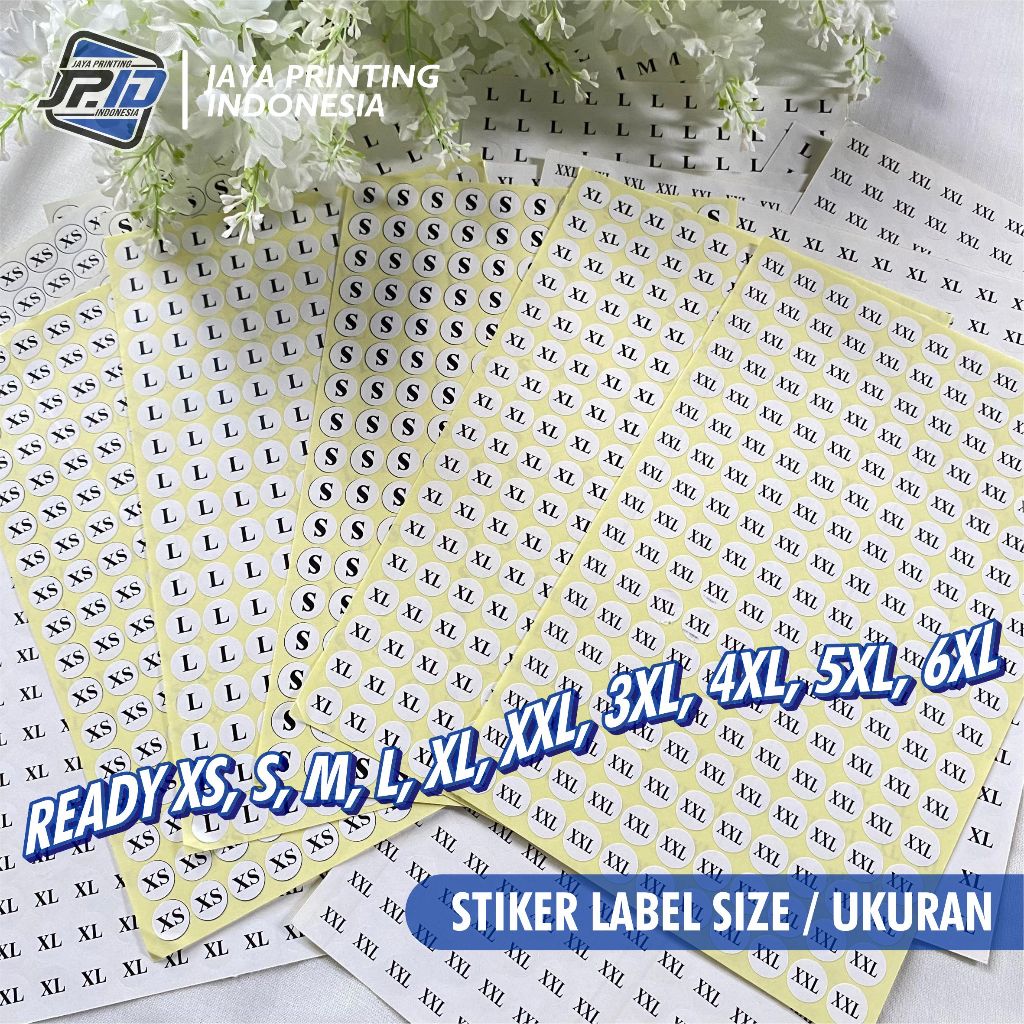 Jual Kertas Tempelan Stiker Size Baju Sticker Label Ukuran Stiker ...