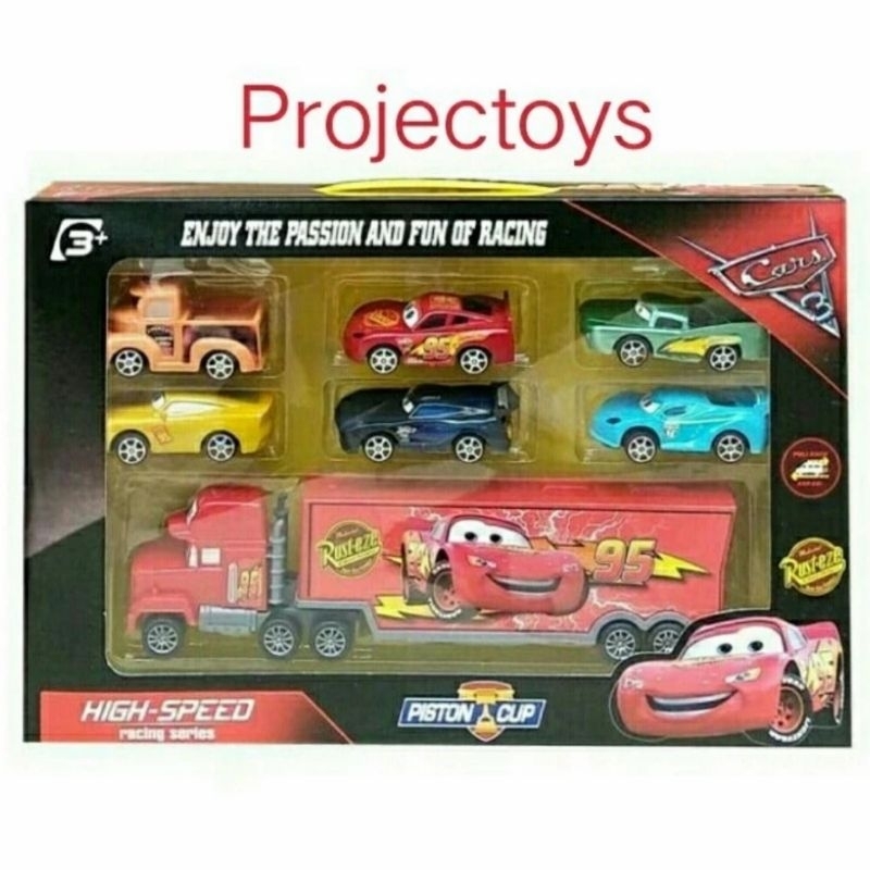 Jual Mainan Truck Cars 3 Lightning McQueen set pull back car 7 pieces ...