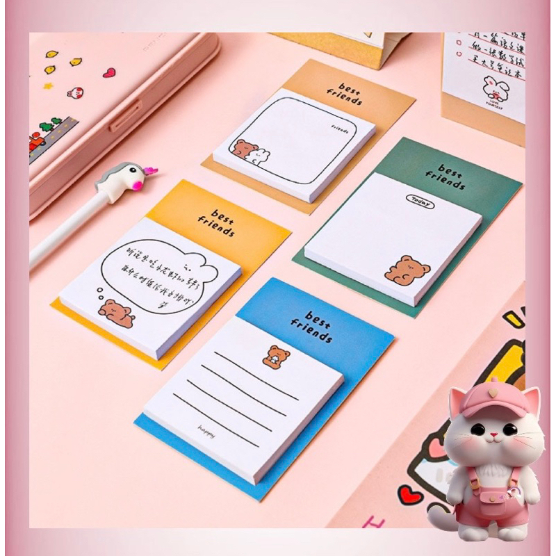 Jual Sticky Notes Best Friends Cute Memo Note Bear untuk Sekolah Kuliah ...