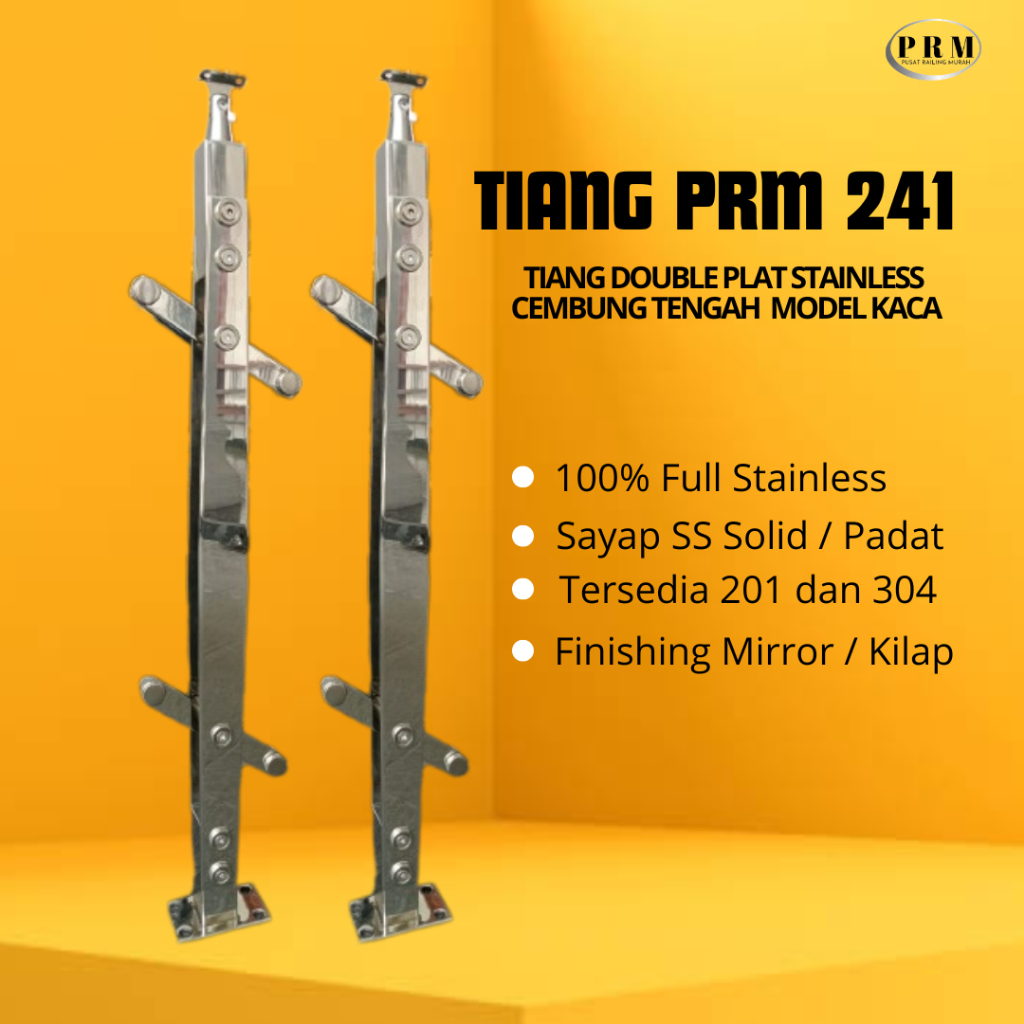Jual TIANG RAILING STAINLESS CEMBUNG TENGAH KILAP/TIANG TANGGA CEMBUNG ...