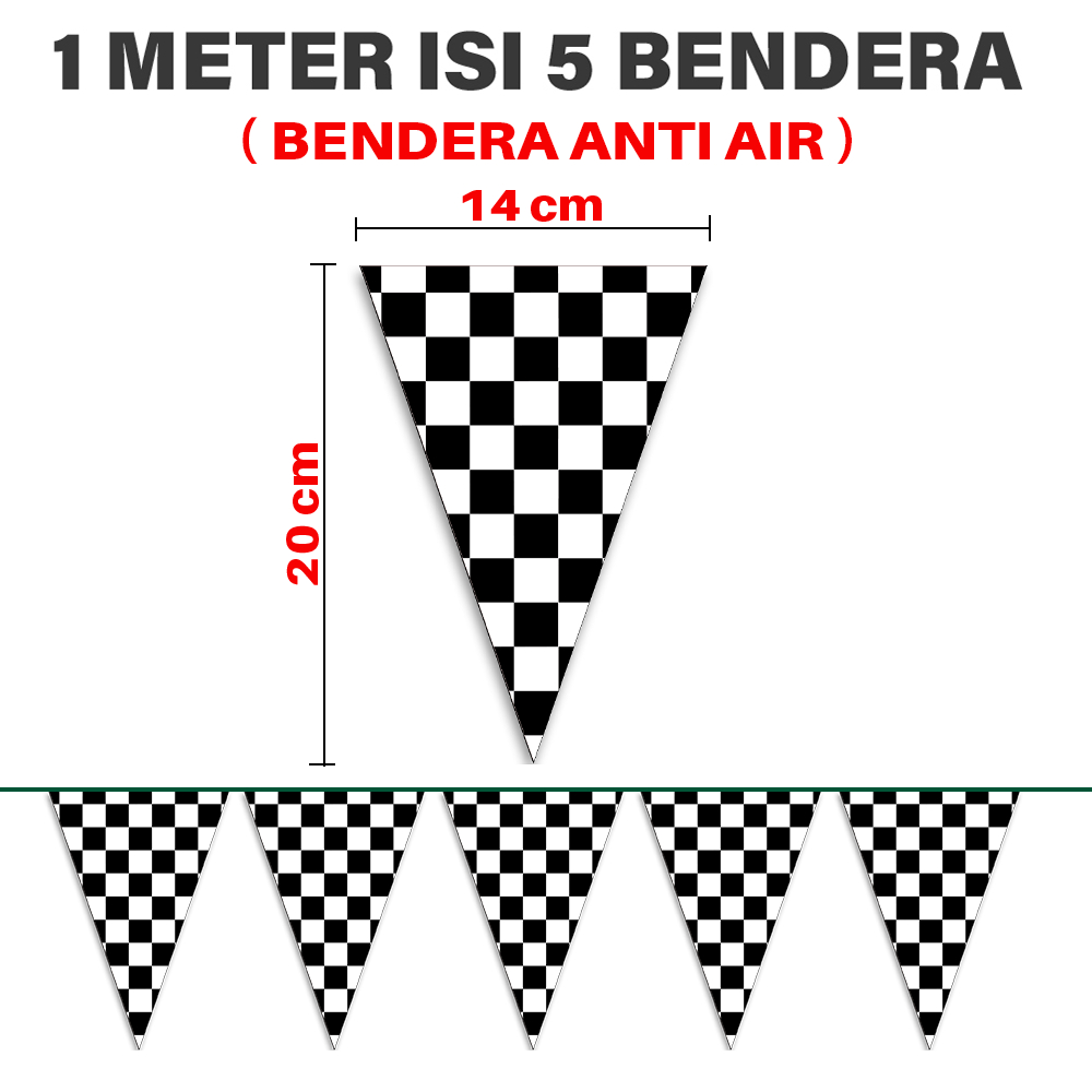Jual Bendera Gantung Motif Start Finish Hitam Putih Catur Black and ...