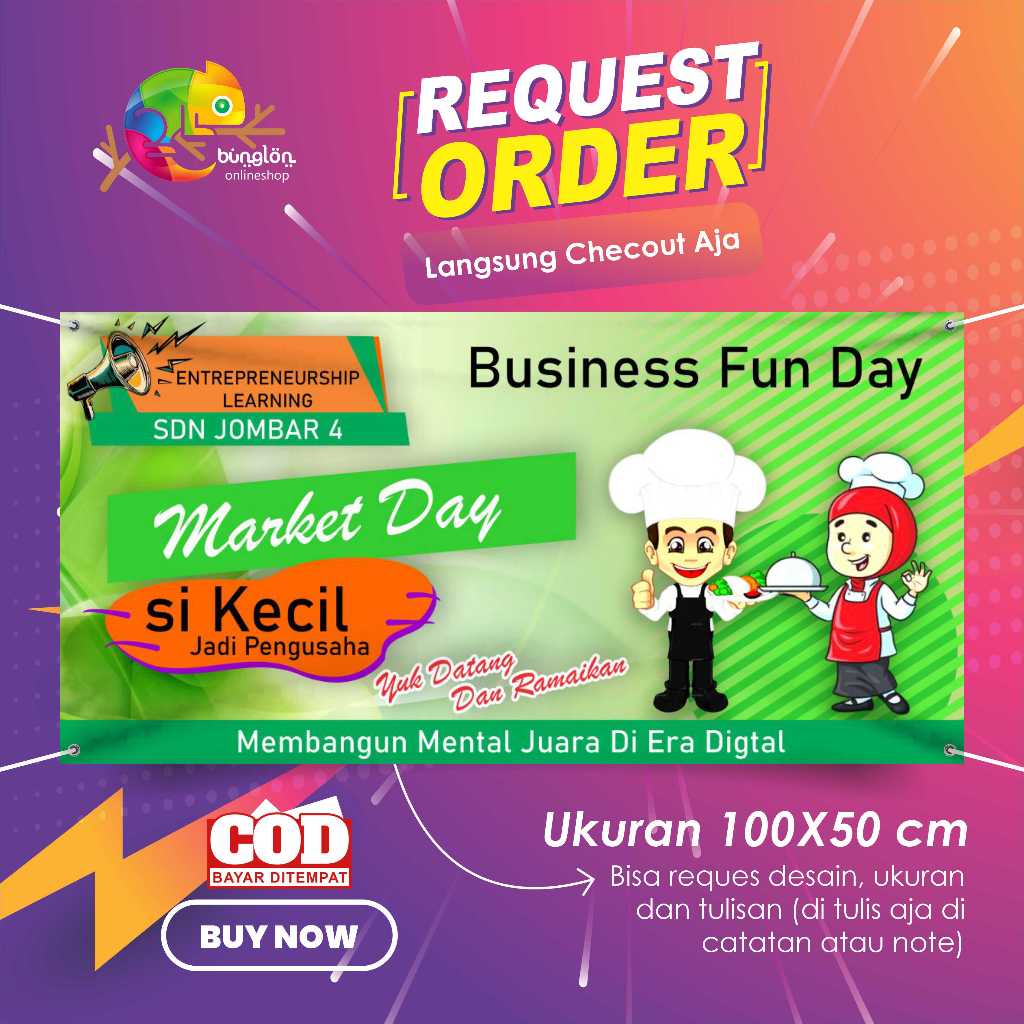 Jual Spanduk Banner 100X50 Market Day School Custom Desain | Shopee ...