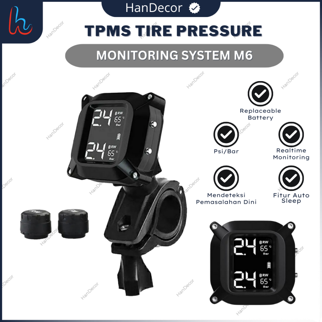 Jual TPMS M6 WATERPROOF TIRE PRESSURE MOTORCYCLE MONITORING M6 2 SENSOR ...