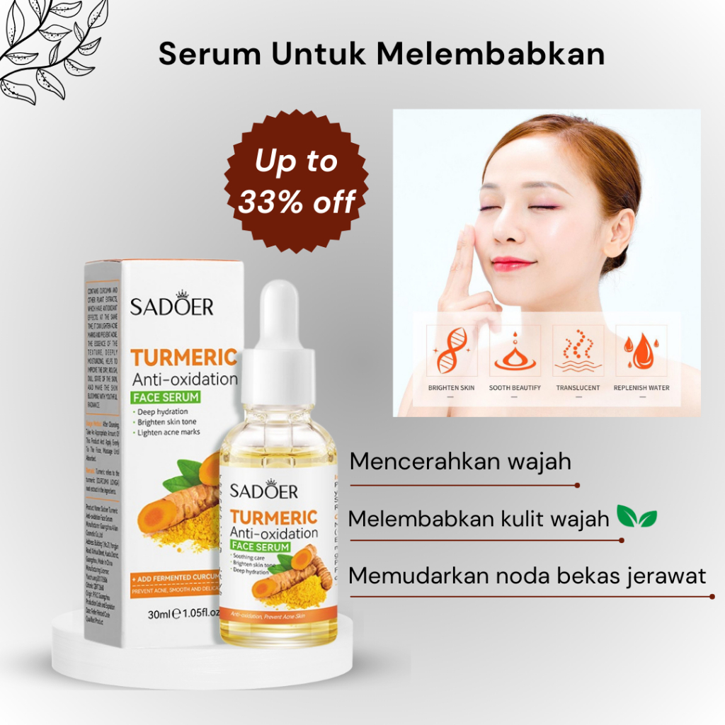 Jual SADOER Turmeric Anti-oxidation face serum (Serum Wajah) | Shopee ...