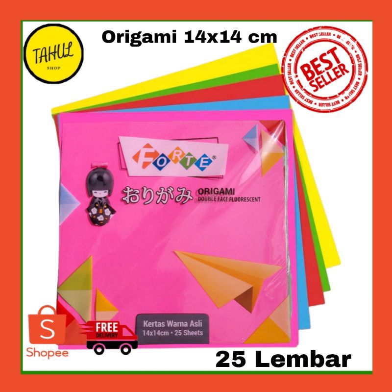 Jual Kertas Origami 14 x 14cm (25 lembar) 2 Sisi (Double Face) Forte ...