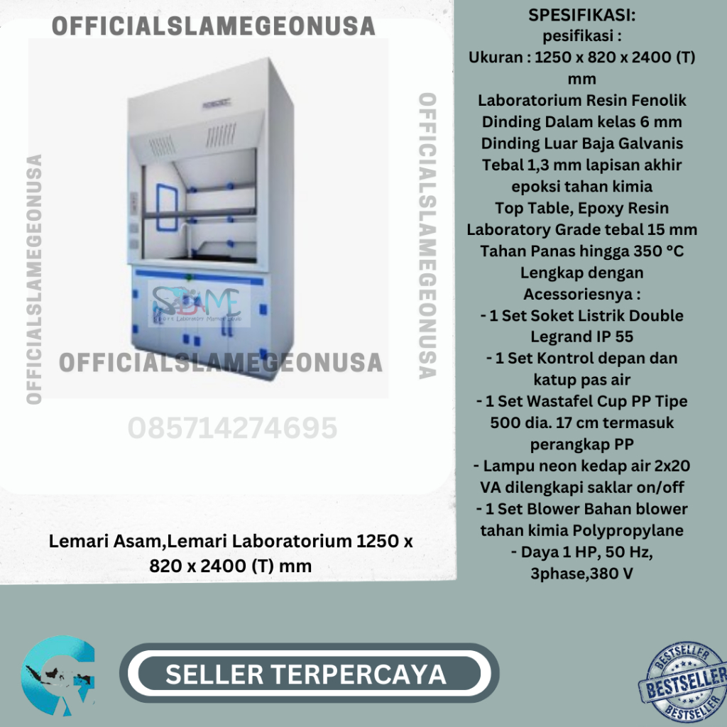 Jual Lemari Lab atau Lemari Asam 1250 x 820 x 2400 (T) mm | Shopee Indonesia