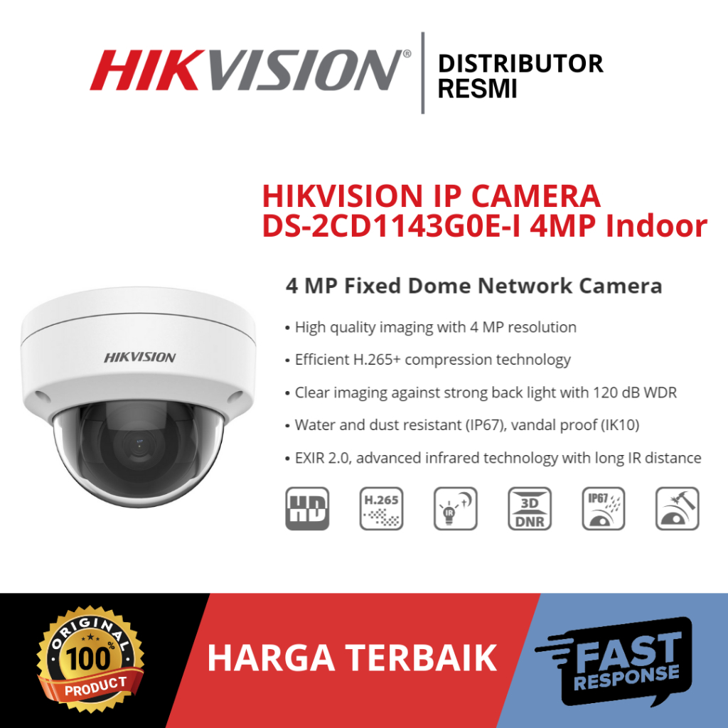 Jual HIKVISION IP CAMERA DS-2CD1143G0E-I 4MP Indoor | Shopee Indonesia