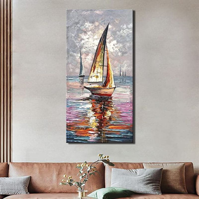 Jual Lukisan dinding perahu layar tekstur modern lukisan kanvas ...