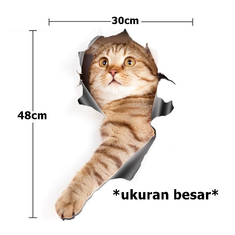 Jual Stiker kucing 3D ukuran besar aksesoris hiasan dinding rumah ...