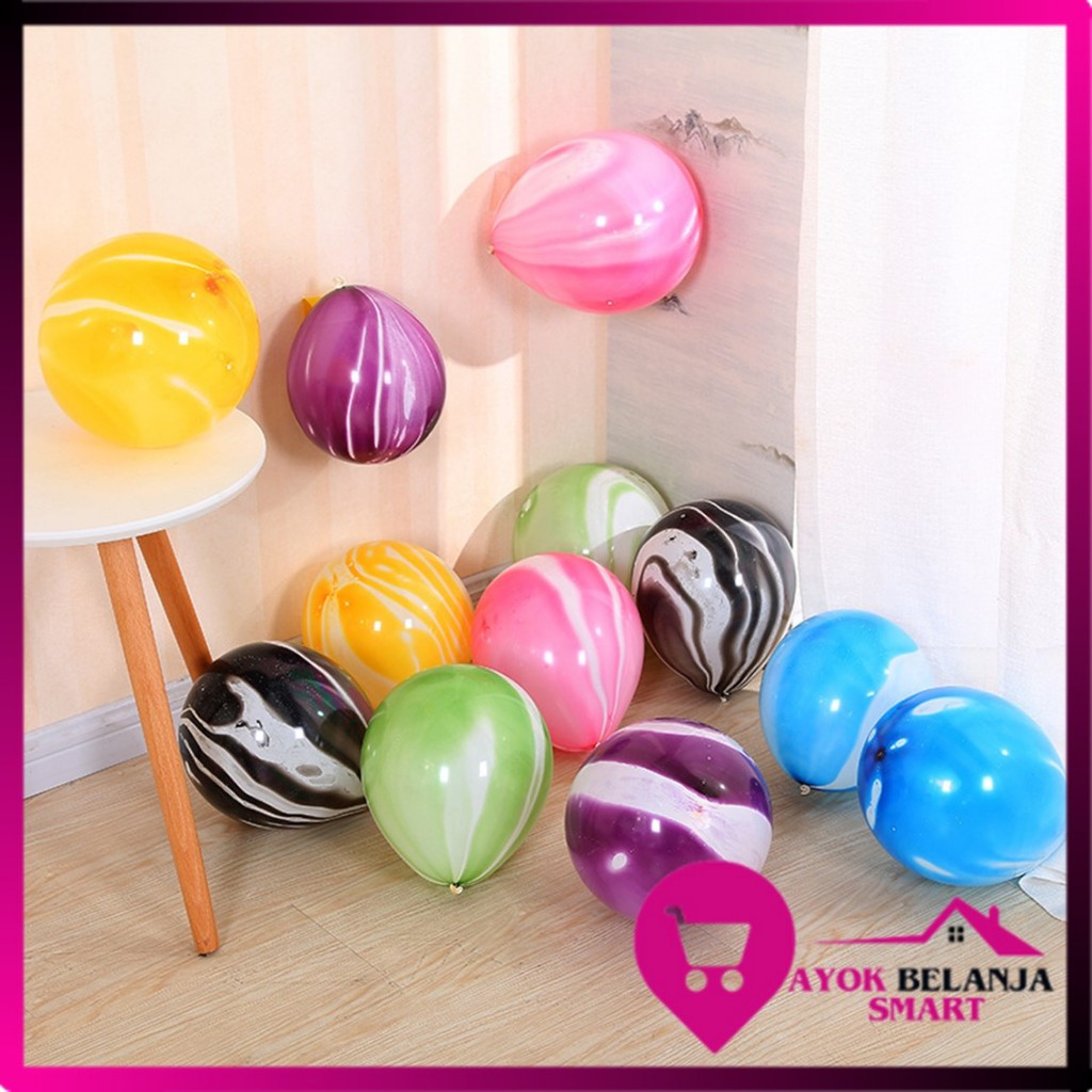 Jual ABS Balon Latex Bulat Motif Marble Dekorasi Ulang Tahun 12 inch ...