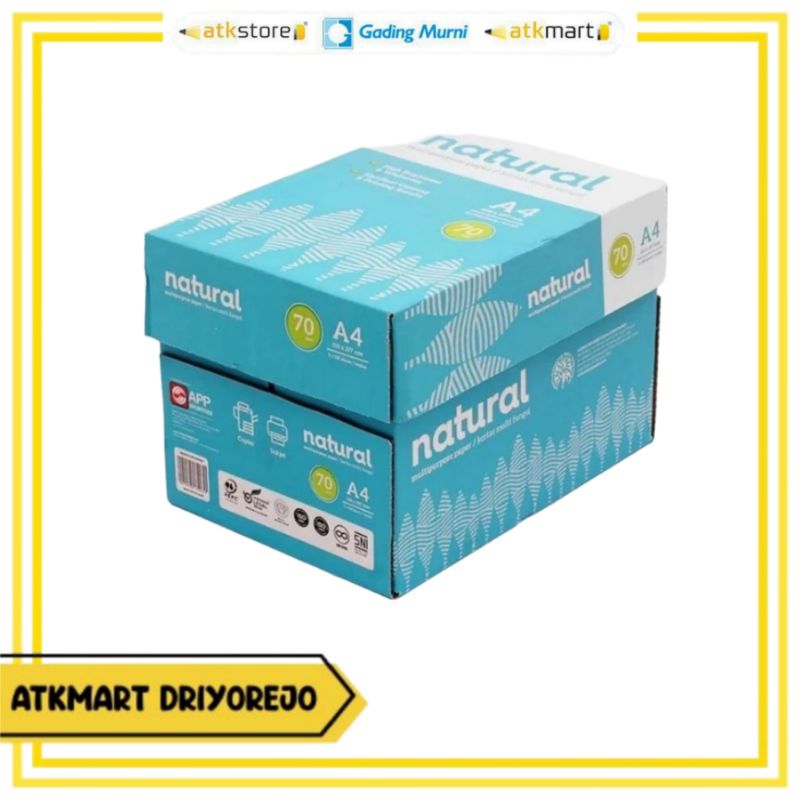 Jual KERTAS HVS A4 70 GRAM 1 BOX NATURAL PRINT FOTOCOPY PAPER 5 RIM ISI 2500 LEMBAR | Shopee ...