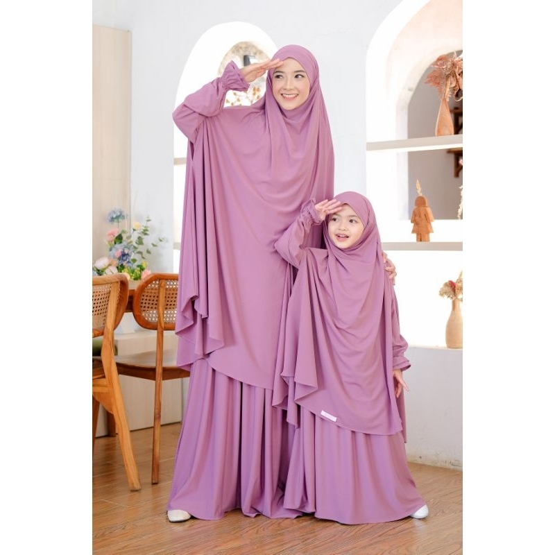 Jual Gamis syar'i set couple Mom /kids FK AZZAHRA set bahan jersey ...