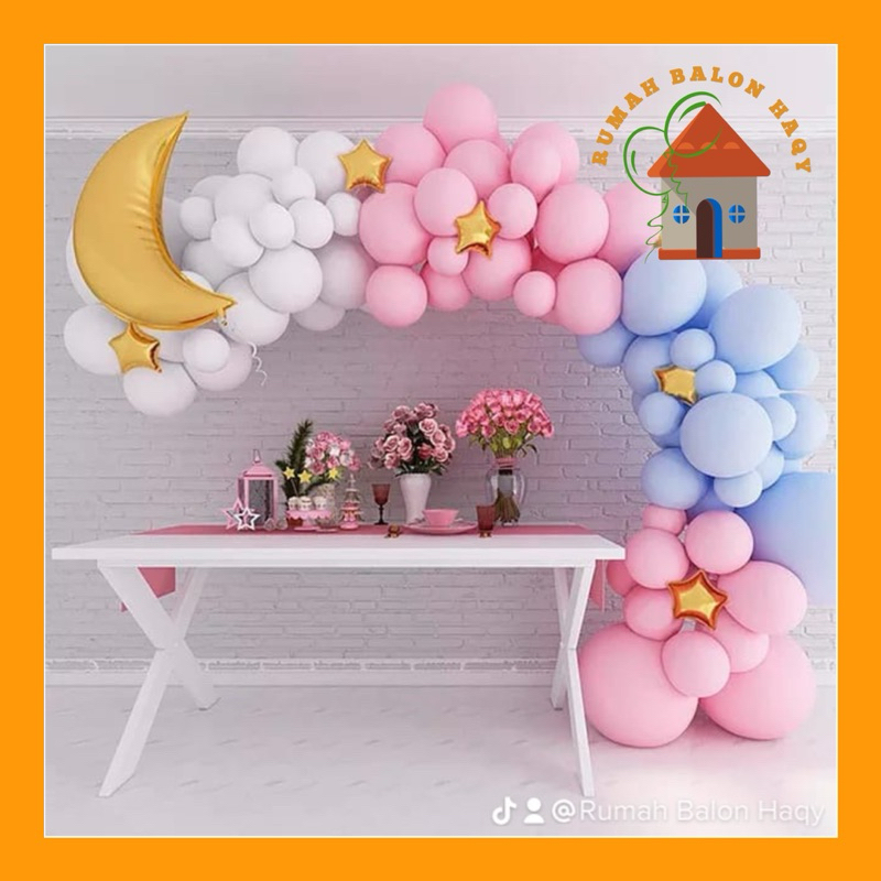 Jual (119 PCS) SET PAKET BALON DEKORASI ULANG TAHUN TEMA: PINK BLUE ...